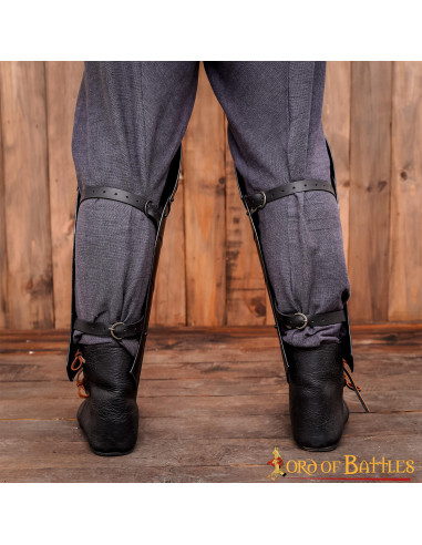 Grevas negras do Cavaleiro das Trevas com joelheiras ⚔️ Loja Medieval