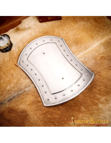 Broquel de aço retangular medieval (41x28,5 cm.) ⚔️ Loja Medieval