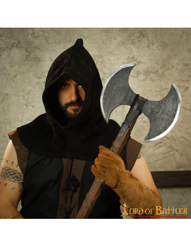 Machado Viking de dois gumes em aço carbono (91 cm.) ⚔️ Loja Medieval